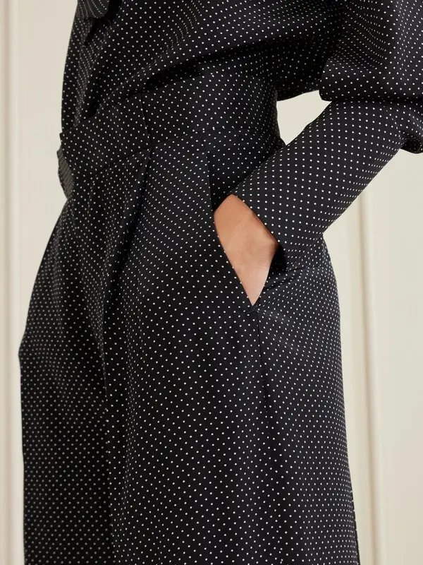 Sasuphi Pleated Polka-dot Silk-satin Wide-leg Pants