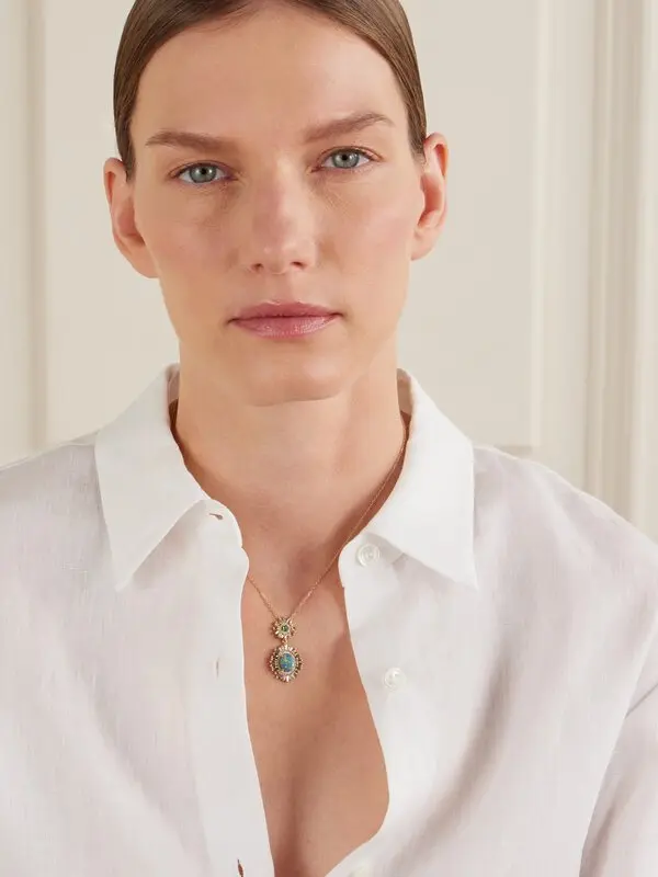 SUZANNE KALAN 18-karat Opal And Diamond Necklace