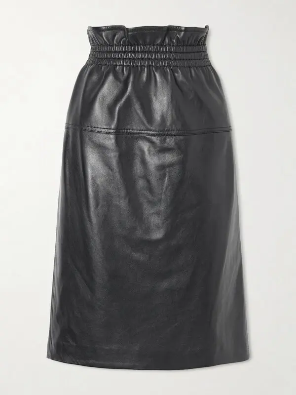 Saint Laurent Leather Paperbag Skirt - Black