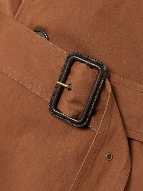 Saint Laurent Belted Cotton And Silk-blend Trench Coat - Brown