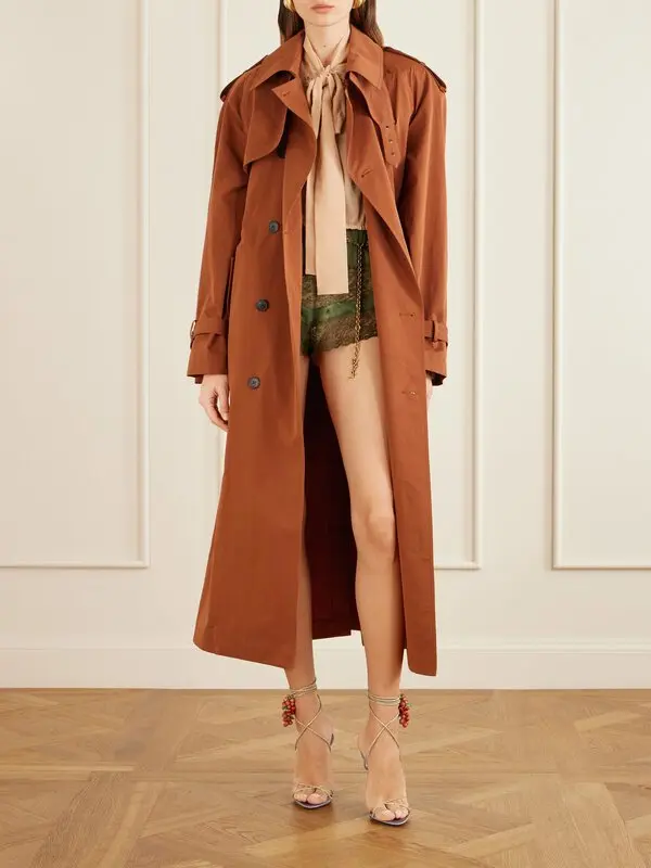 Saint Laurent Belted Cotton And Silk-blend Trench Coat