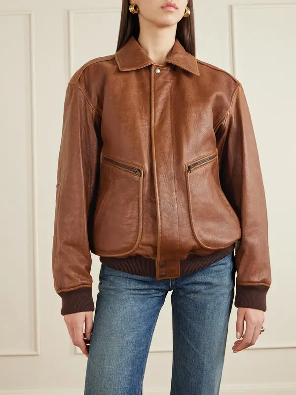 Saint Laurent Leather Bomber Jacket