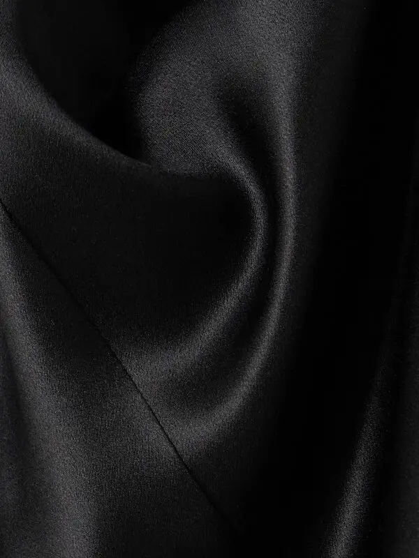 Saint Laurent Ruffled Lace-trimmed Silk-satin Wide-leg Pants