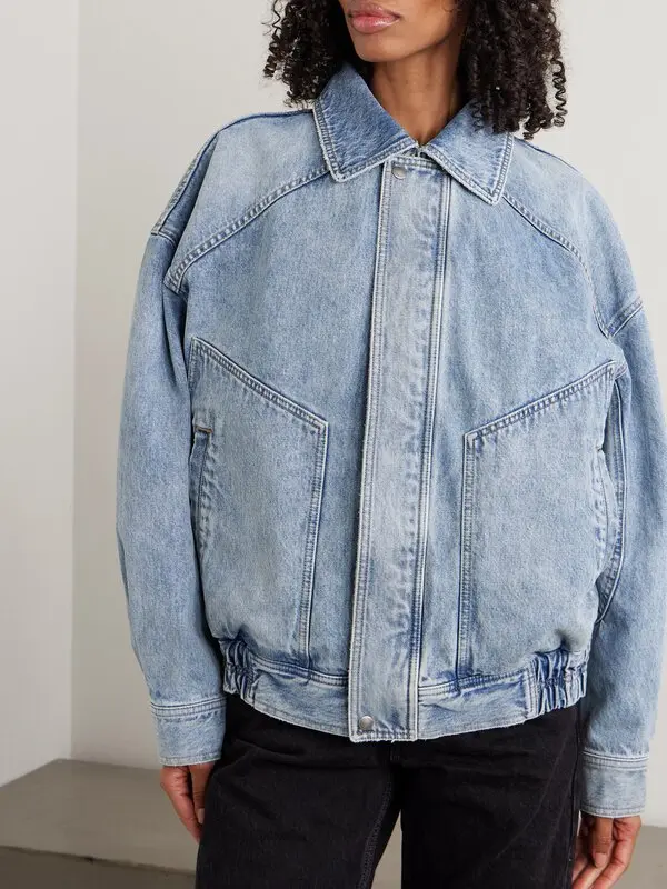 Saint Laurent Oversized Paneled Denim Jacket - Blue