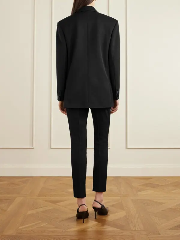 Saint Laurent Double-breasted Grain De Poudre Wool Blazer - Black