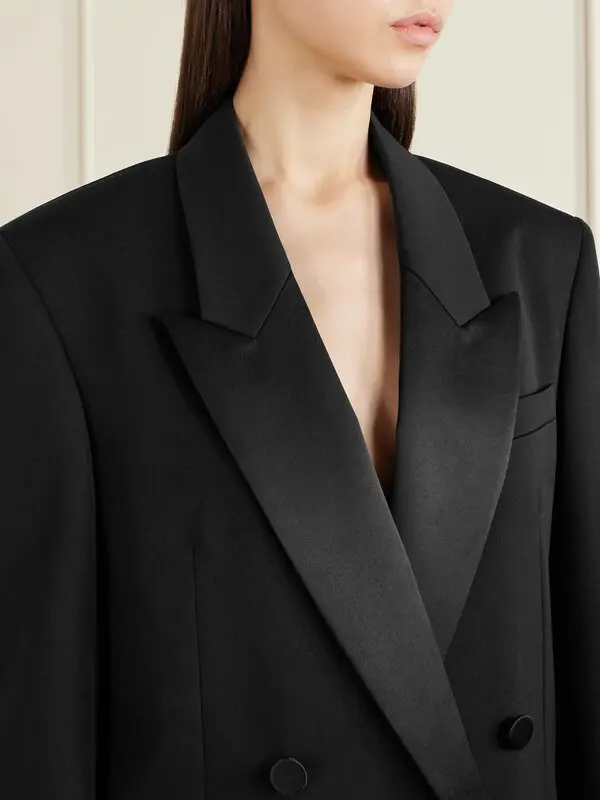 Saint Laurent Double-breasted Grain De Poudre Wool Blazer - Black