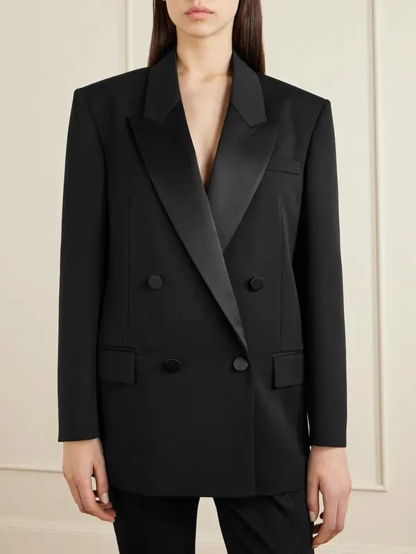 Saint Laurent Double-breasted Grain De Poudre Wool Blazer