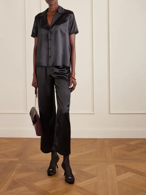 Saint Laurent Lace-trimmed Silk-satin Shirt
