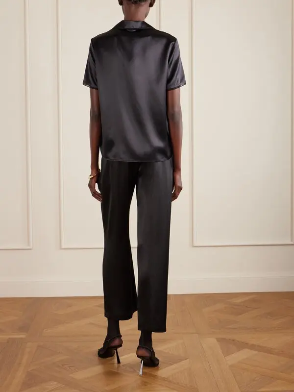 Saint Laurent Lace-trimmed Silk-satin Shirt