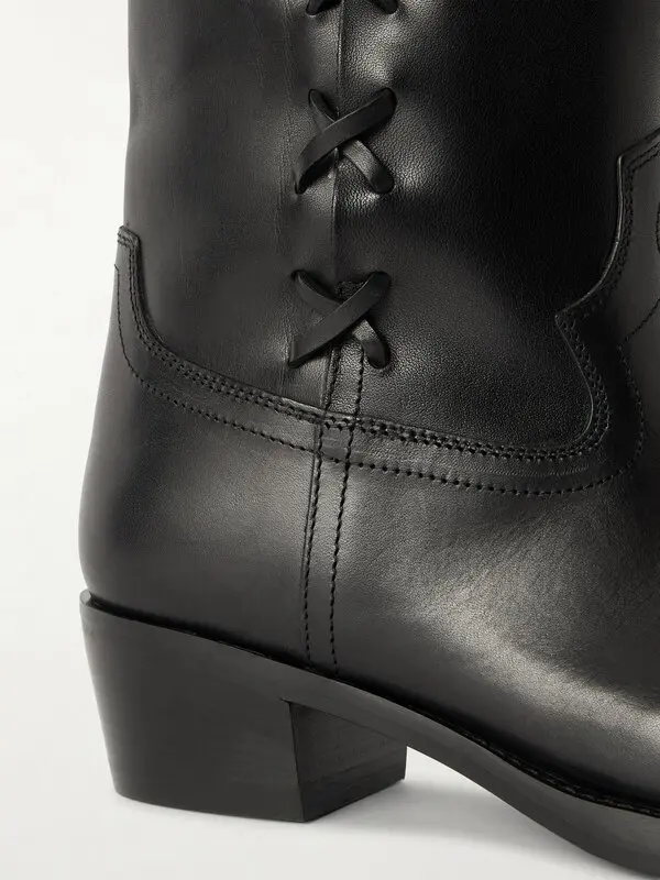 Paris Texas Roxanne Lace-up Knee Boots - Black