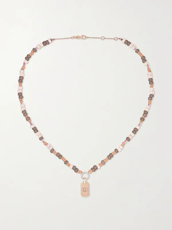 DIANE KORDAS Id 14-karat Rose Bead And Diamond Necklace - Gold