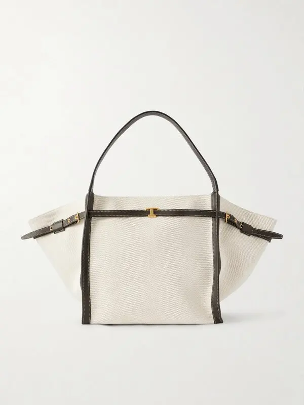 TOD'S Tim Leather-trimmed Canvas Tote