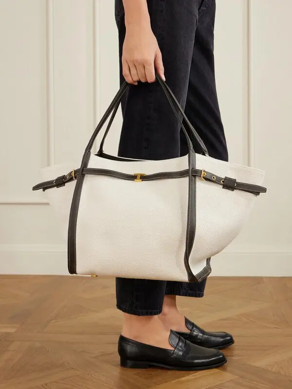 TOD'S Tim Leather-trimmed Canvas Tote