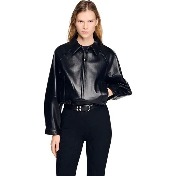 Sandro Lambskin Leather Jacket