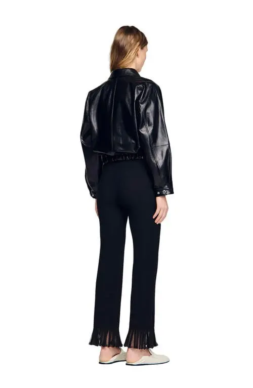 Sandro Lambskin Leather Jacket
