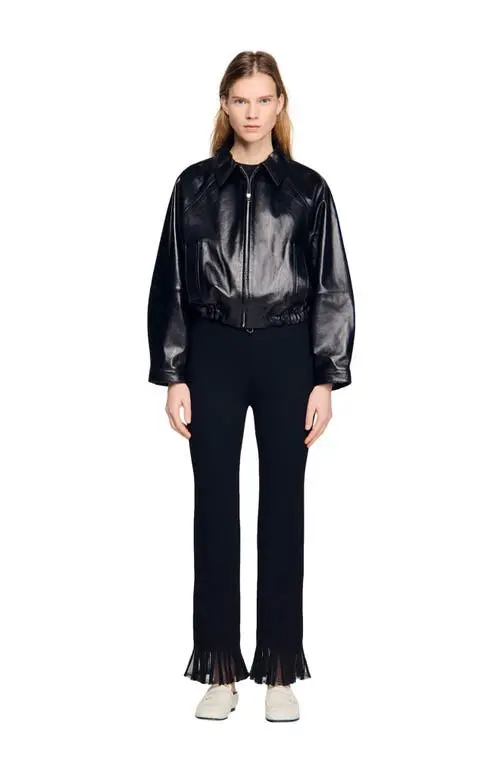 Sandro Lambskin Leather Jacket