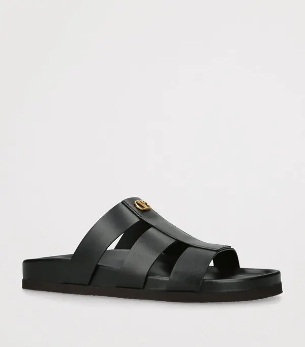 Valentino Garavani Leather Studshield Slides
