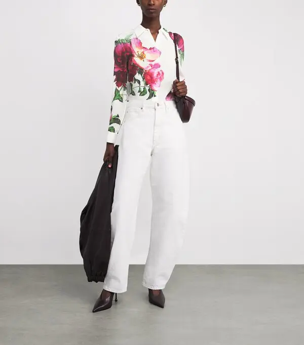 Alice + Olivia Silk Floral Willa Blouse - Ivory