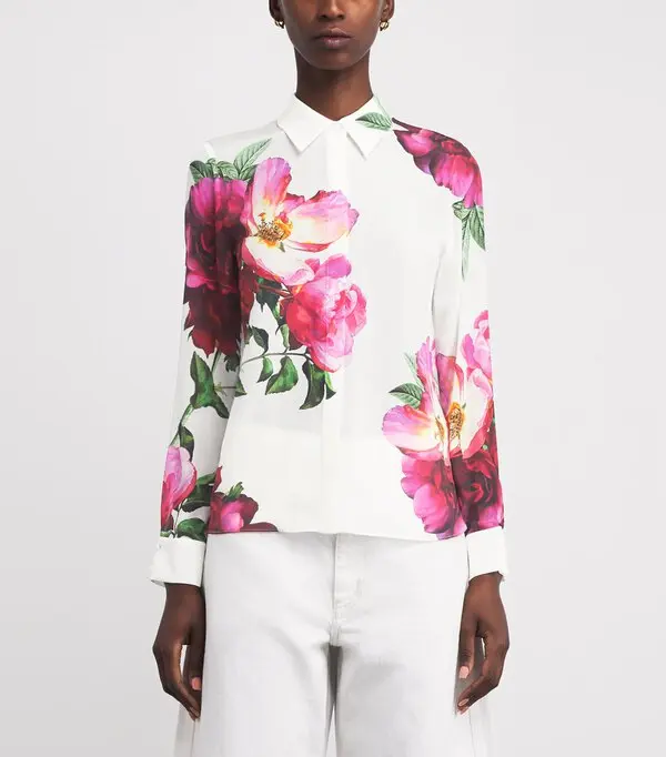 Alice + Olivia Silk Floral Willa Blouse - Ivory
