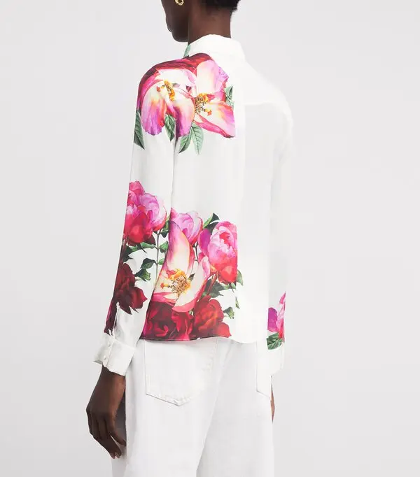 Alice + Olivia Silk Floral Willa Blouse - Ivory