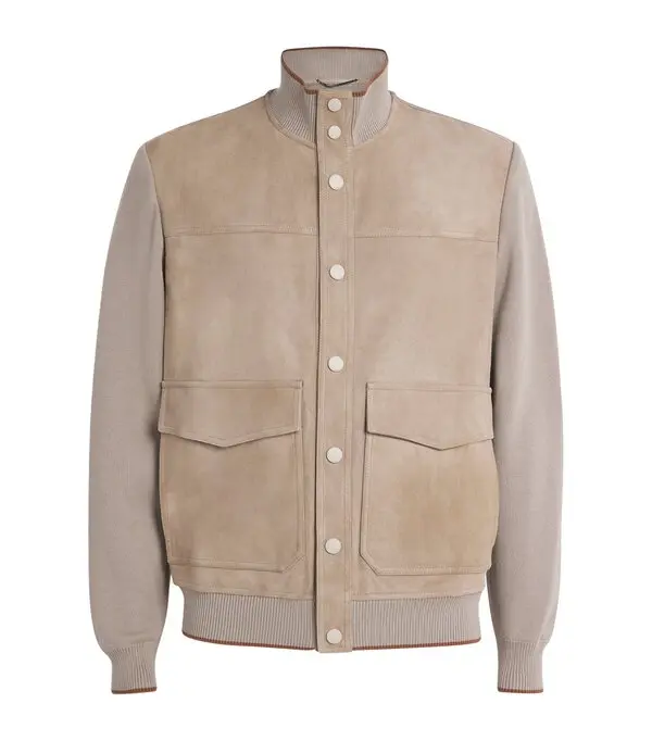 Canali Suede-front Hybrid Jacket - Beige