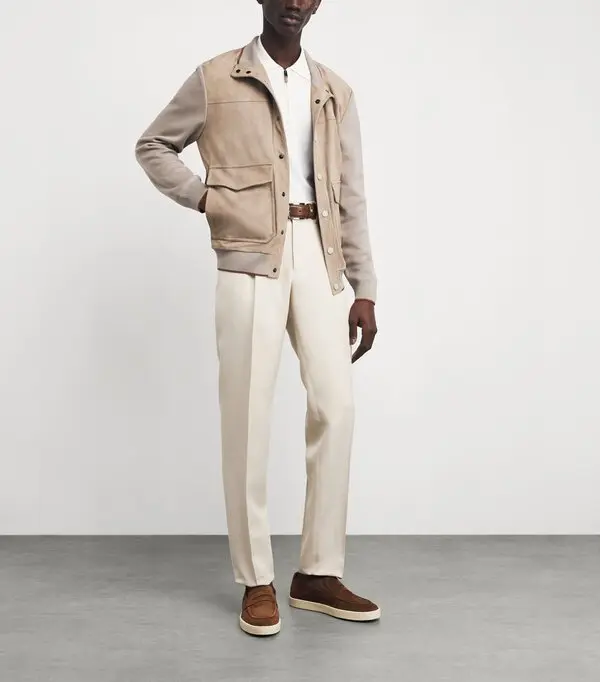 Canali Suede-front Hybrid Jacket - Beige