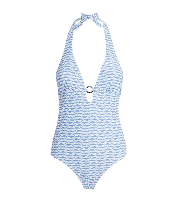 Heidi Klein Halterneck Tinos Swimsuit - Blue