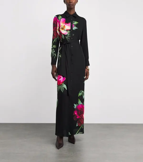 Alice + Olivia Floral Chassidy Shirt Dress - Black