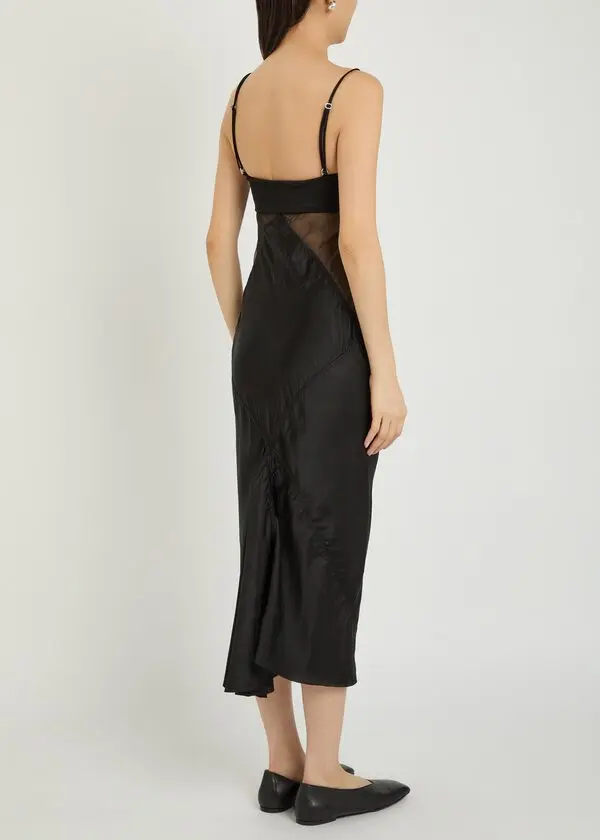 Rick Owens Paneled Satin Midi Slip Dress