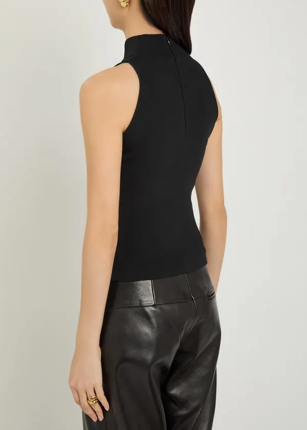 COURREGES Heritage Logo-embroidered Knit Top - Black
