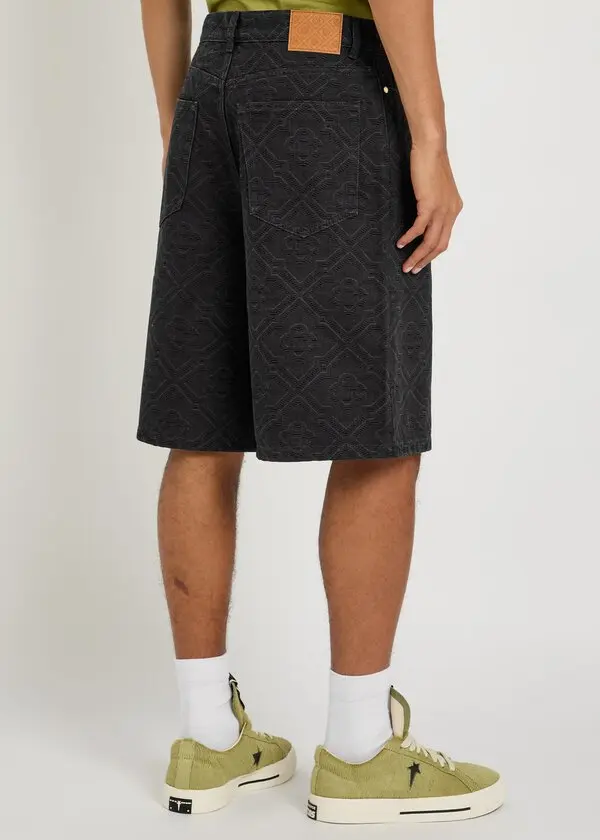 Casablanca Monogram Denim Shorts - Black