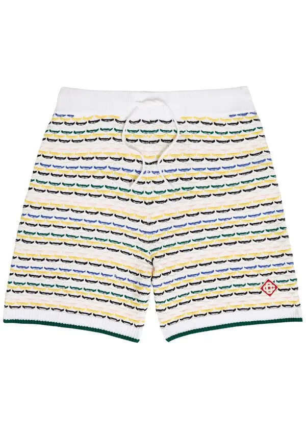Casablanca Striped Tuck-stitch Cotton-knit Shorts