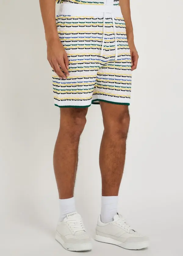 Casablanca Striped Tuck-stitch Cotton-knit Shorts