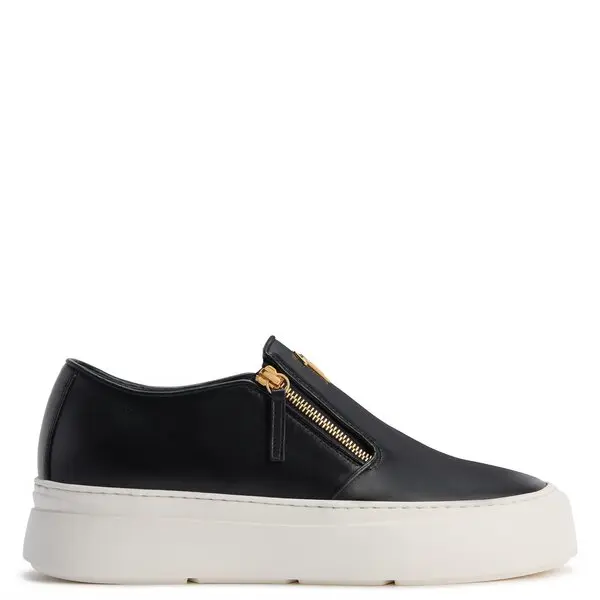 GIUSEPPE ZANOTTI Gz Mike Zip Leather Slip-on Sneakers - Black
