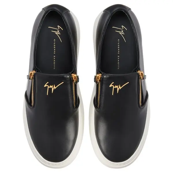 GIUSEPPE ZANOTTI Gz Mike Zip Leather Slip-on Sneakers - Black