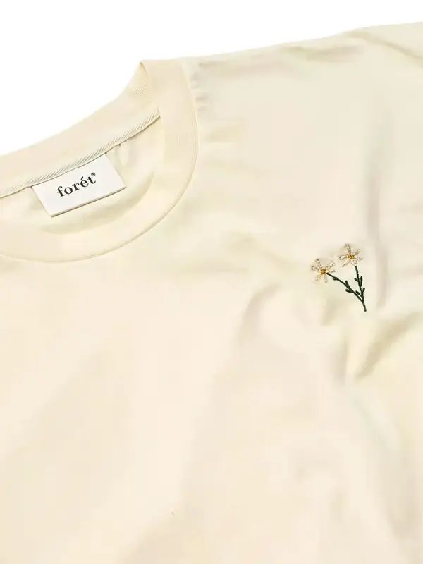 FORET Posy Floral-embroidered T-shirt - Neutrals