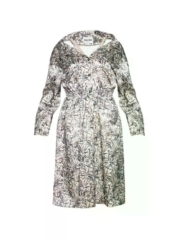 Miu Miu Printed Long Sleeve Dress - Neutrals