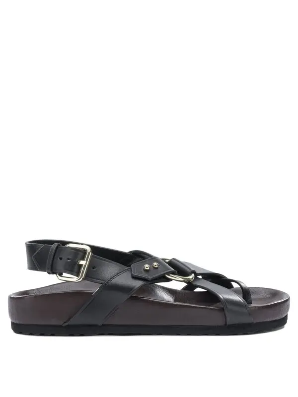 Soeur Mexico Leather Sandals - Black