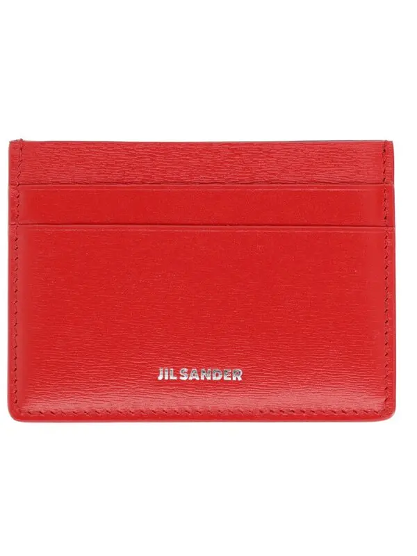 JIL SANDER Leather Card Holder - Red