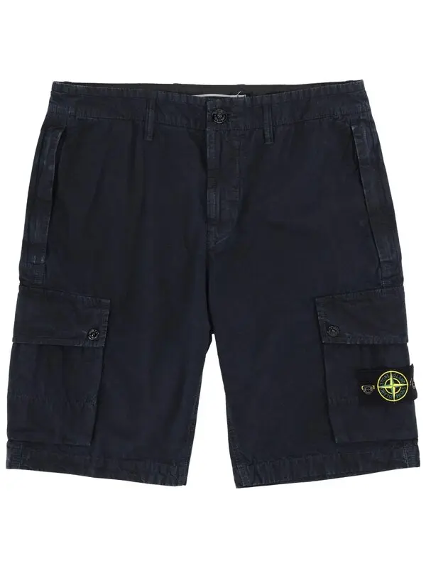 Stone Island Cargo Shorts With Logo Patch - Blue