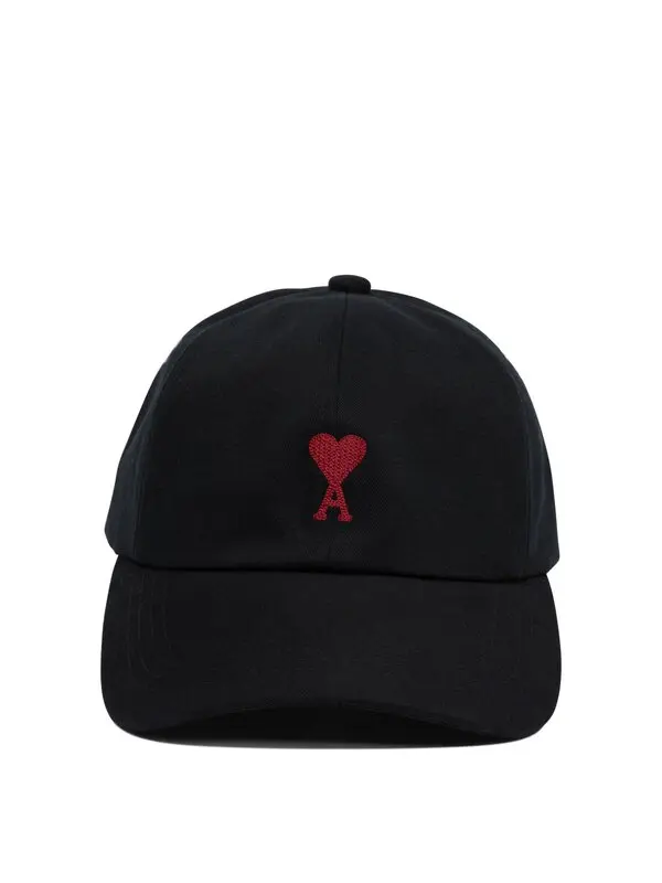 Ami Baseball Cap With De Cœur Embroidery - Black
