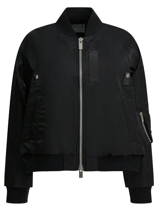 Sacai Nylon Zippered Bomber Jacket - Black