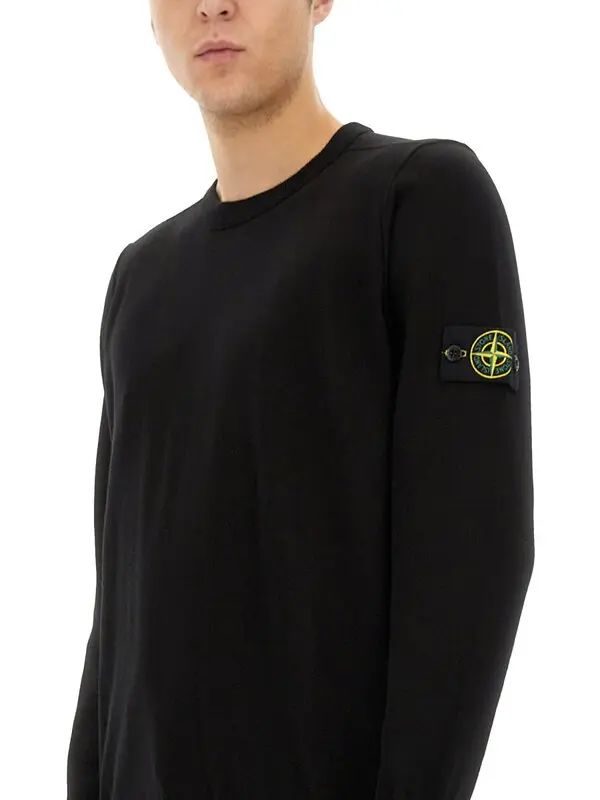 Stone Island Jersey With Logo - Black