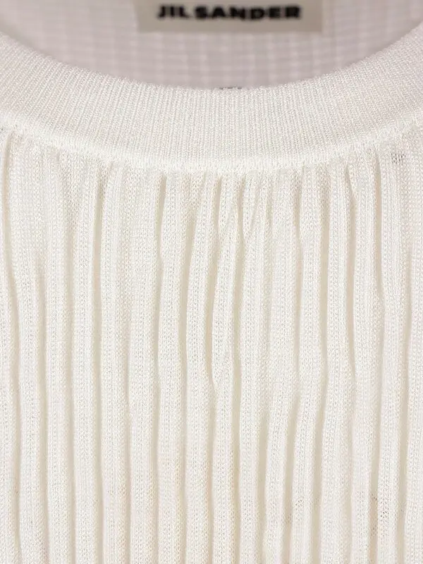 JIL SANDER Viscose Blend T-shirt With Ruffled Sleeves