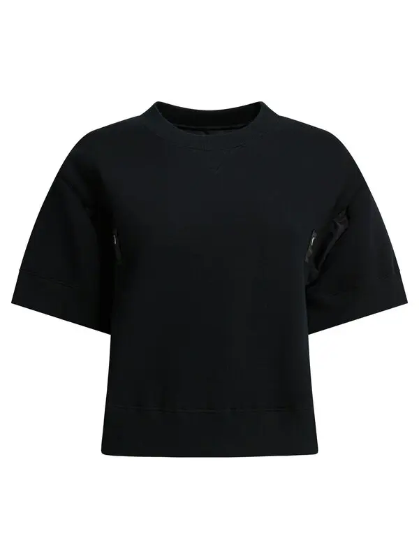 Sacai Crew Neck T-shirt With Satin Back