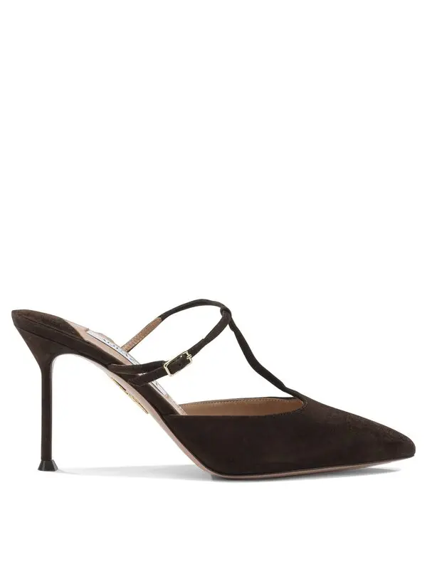 AQUAZZURA Sorbonne 85mm Mules - Brown