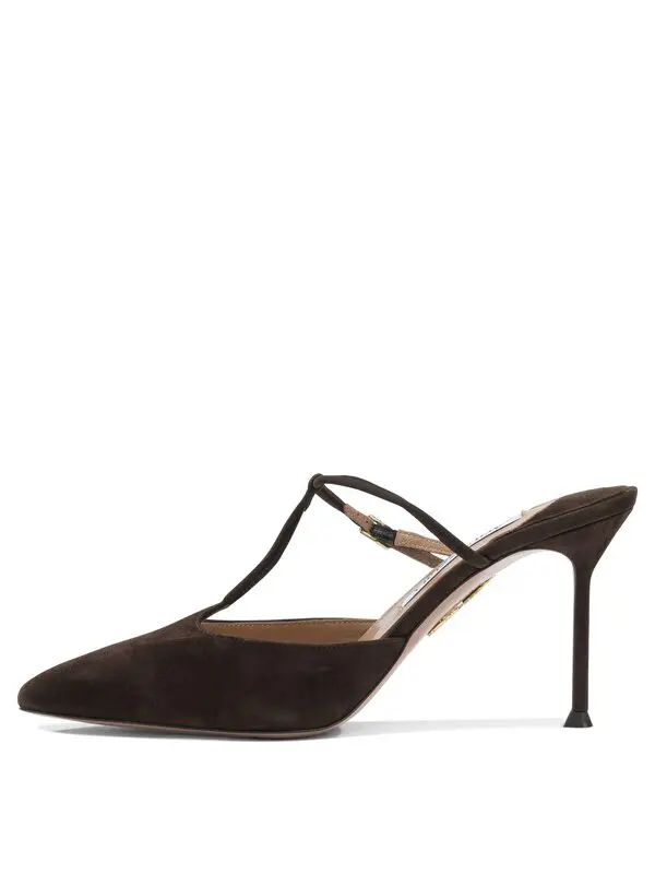AQUAZZURA Sorbonne 85mm Mules - Brown