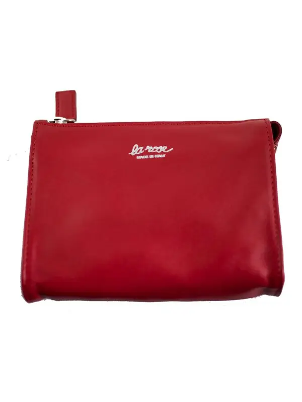 LA ROSE Minimal Leather Makeup Bag - Rosso
