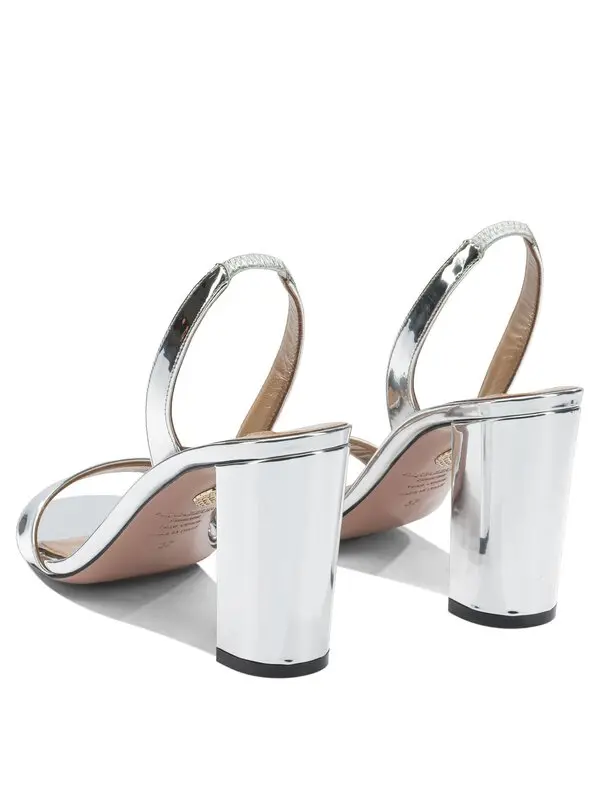 AQUAZZURA So Nude Block 85mm Heeled Sandals - Silver