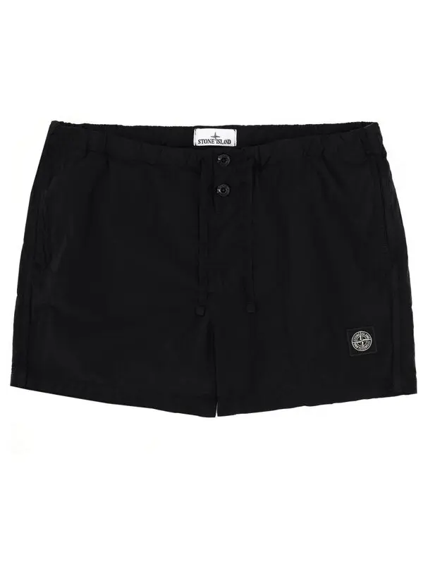 Stone Island Swimsuit With Logo Patch - Black